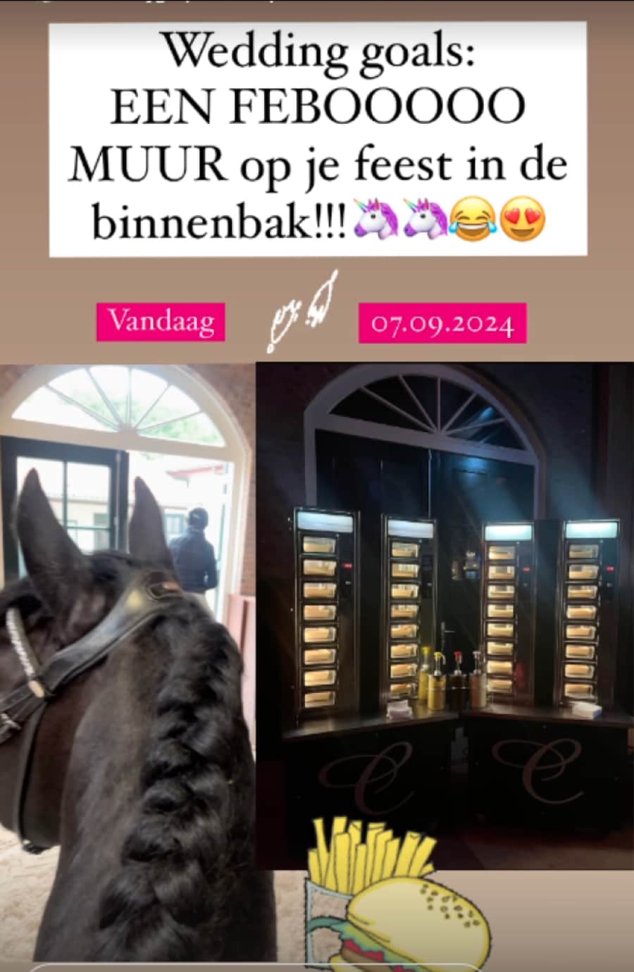 Britt Dekker verrast bruiloftsgasten met Febo-muur en unieke trouwlocatie