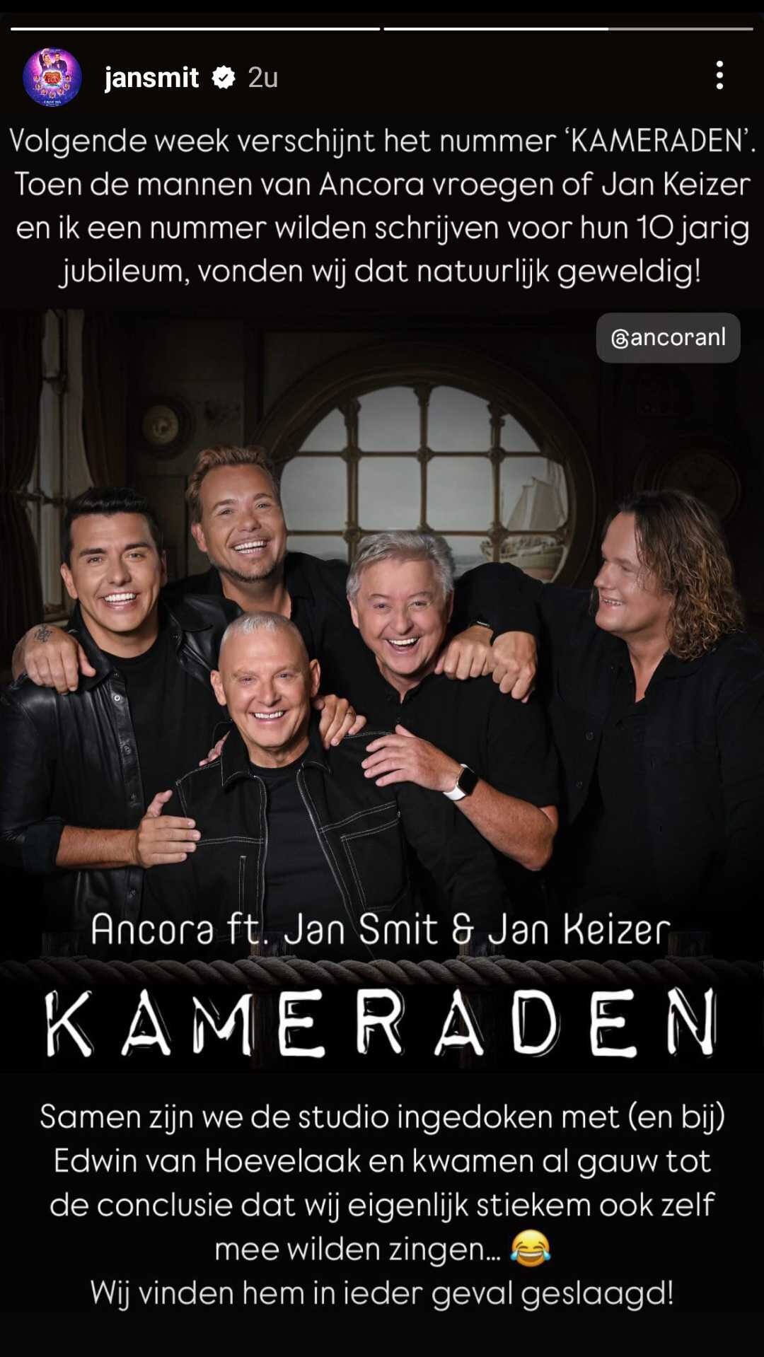 Jan Keizer maakt met Jan Smit en Ancora een nieuw nummer