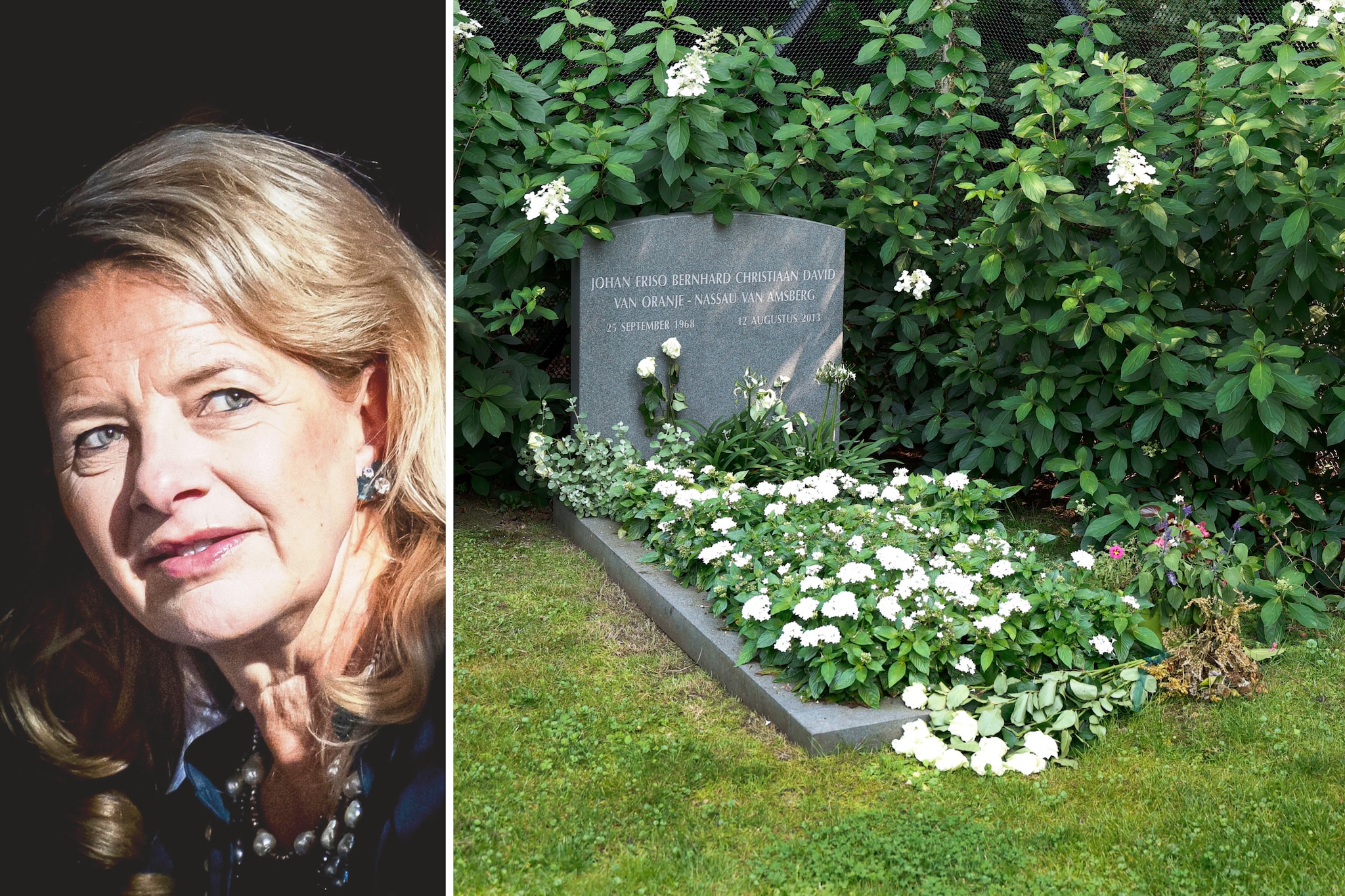 Witte rozen uit Mabels trouwboeket op Friso’s laatste rustplaats…