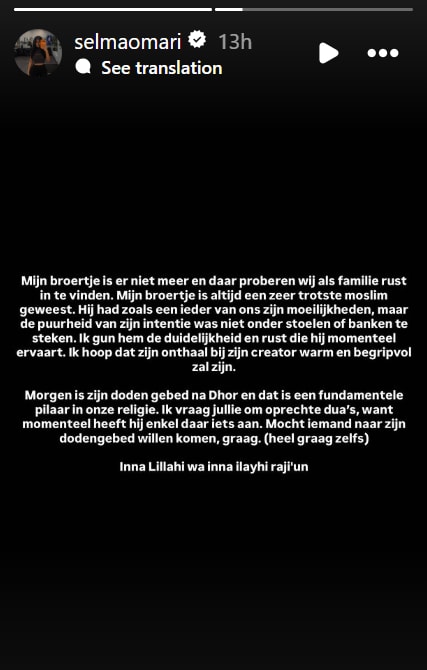 Broertje van influencers Selma en Marwa Omari overleden